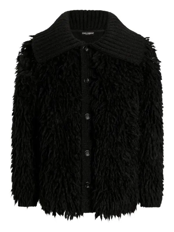 Dolce & Gabbana Fur-effect Knit Cardigan - Black
