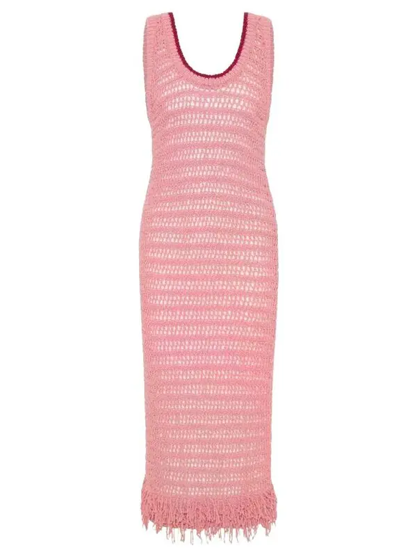 The Upside Bahia Helena Fringed Midi Dress - Pink