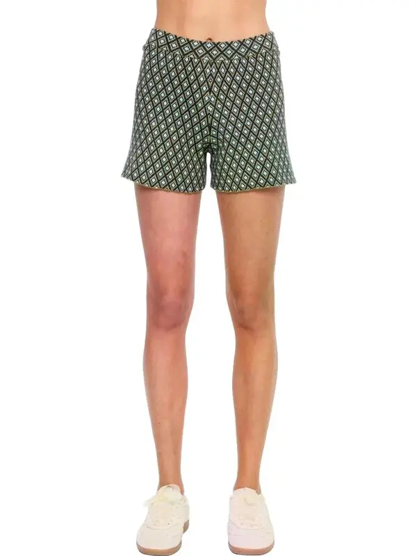 The Upside Viva Jaya Geometric-knit Shorts - Green