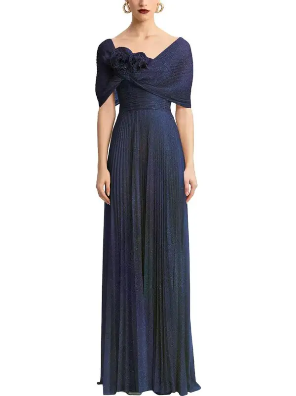 GEMY MAALOUF Asymmetrical Pleated Gown - Blue