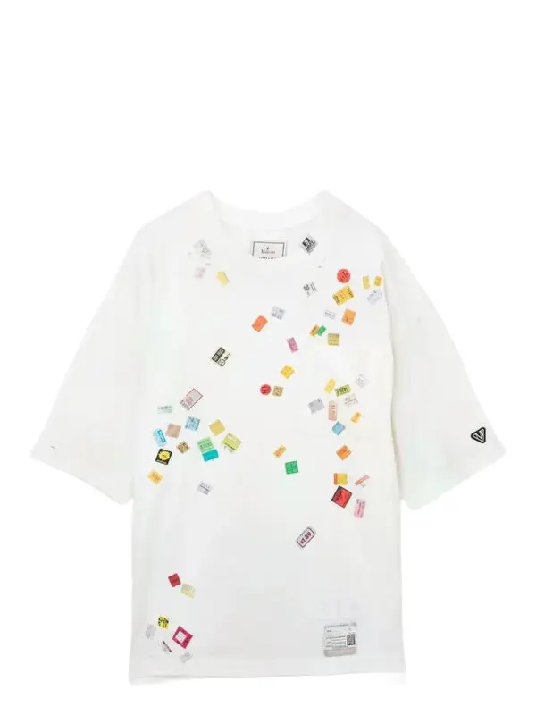 Mihara Yasuhiro Price-tag-sticker-printed T-shirt - White