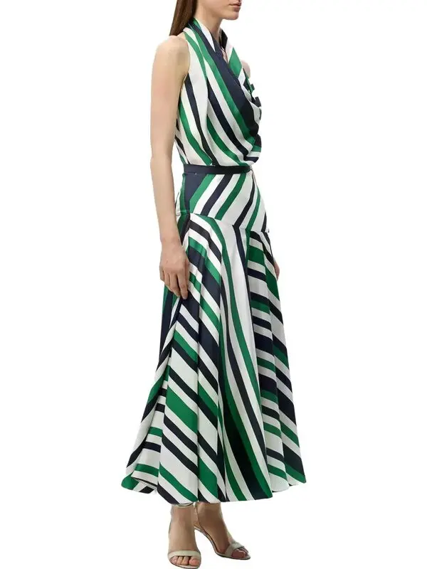 Adam Lippes Thea Striped Silk Maxi Skirt - White