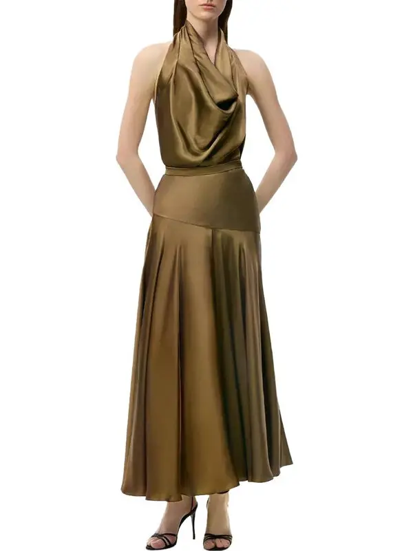 Adam Lippes Thea Silk Maxi Skirt - Brown