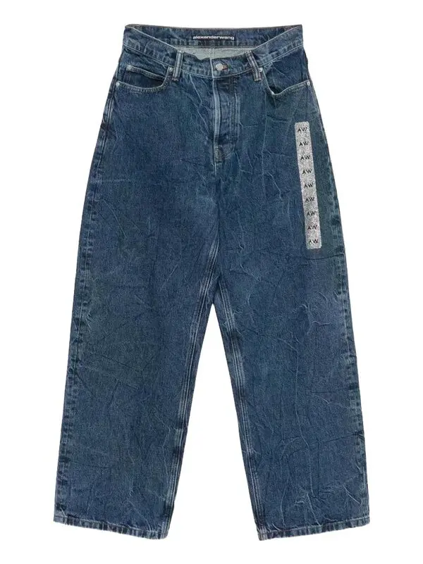 Alexander Wang Crystal-embellished Wide-leg Jeans - Blue