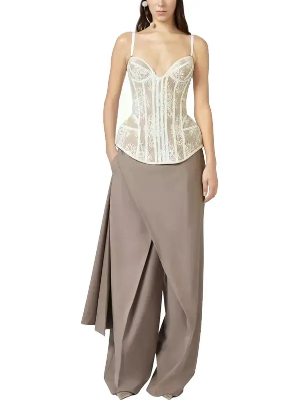 Giuseppe Di Morabito Lace-overlay Panelled Corset Top - Neutrals