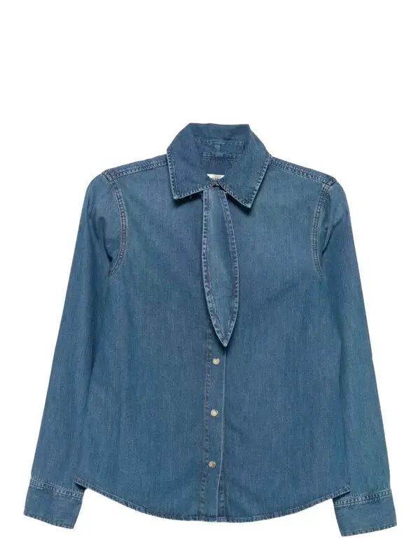 FRAME Clementine Pussy-bow Denim Shirt - Blue