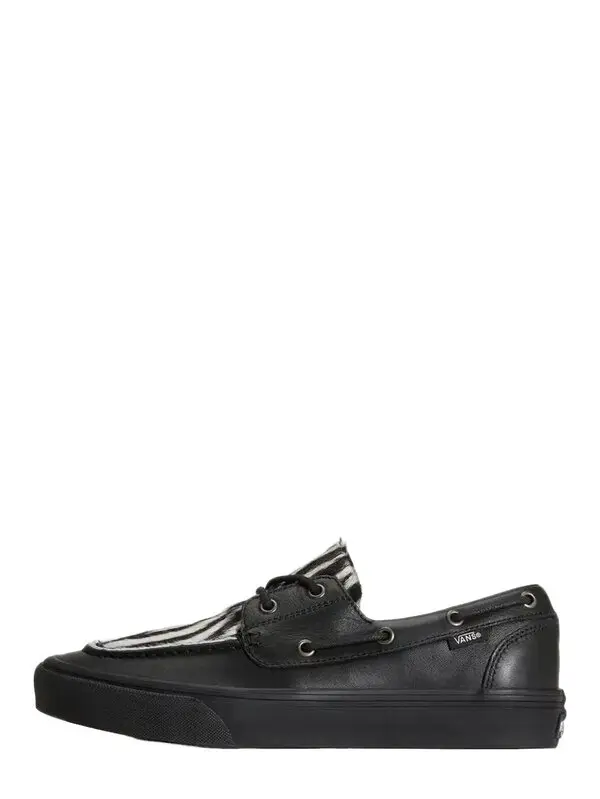 VANS Zebra-print Leather Boat Shoes - Black