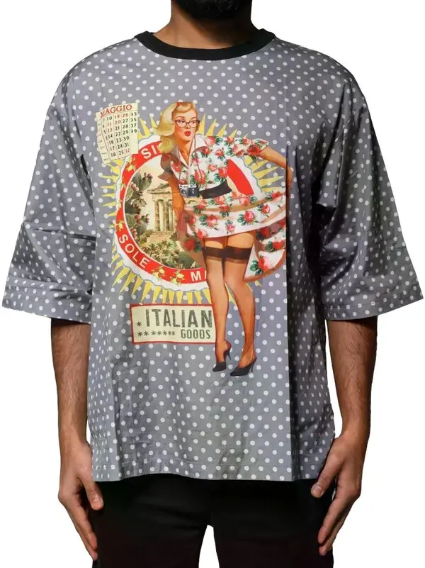 Dolce & Gabbana Polka Dot-print Pin-up Graphic T-shirt - Grey