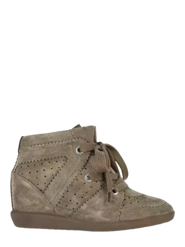 Isabel Marant Étoile Bobby Suede Calfskin Leather Wedge Sneakers - Brown