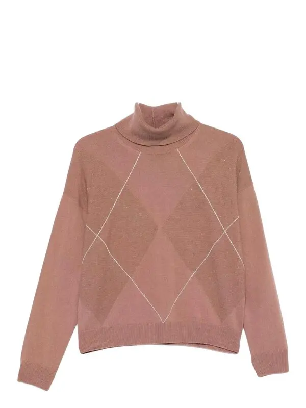 Peserico Argyle-knit Roll-neck Sweater - Pink