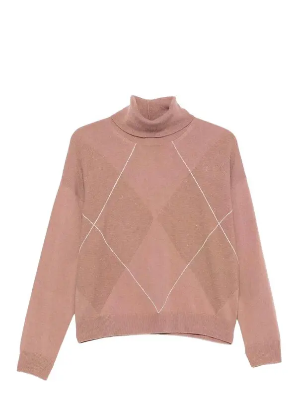 Peserico Argyle-knit Roll-neck Sweater - Pink