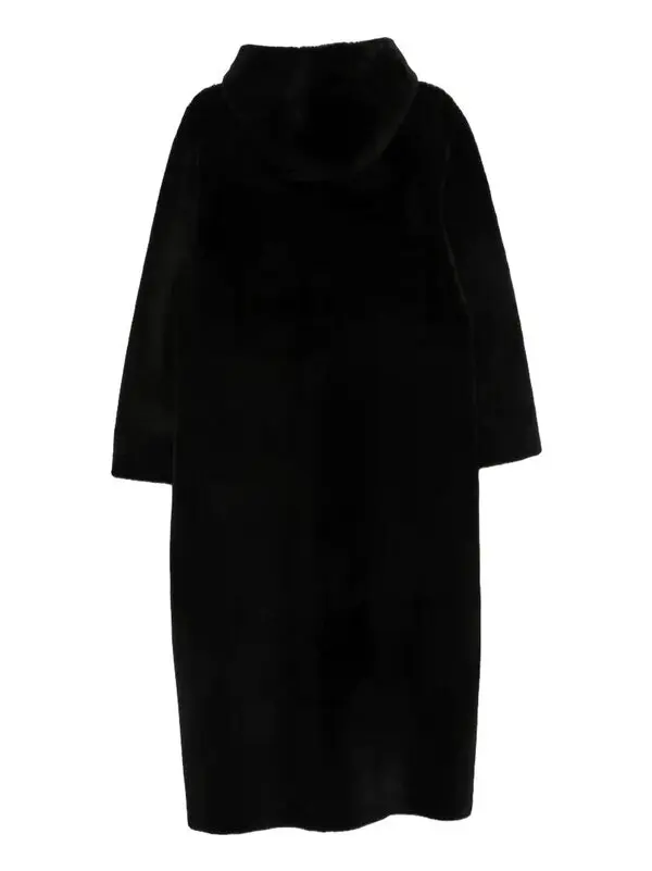 Simonette Ravizza Nice Hooded Shearling Coat - Black
