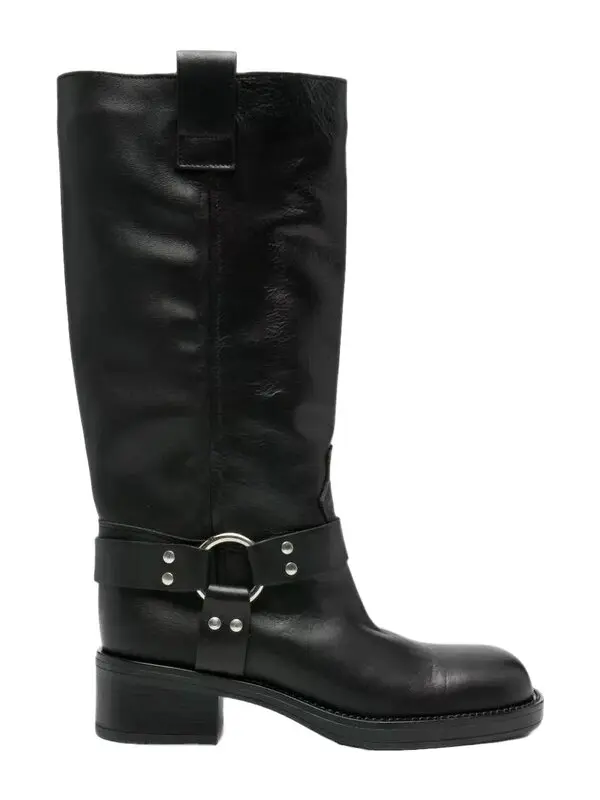 GISEL B Harness-detail Leather Boots - Black