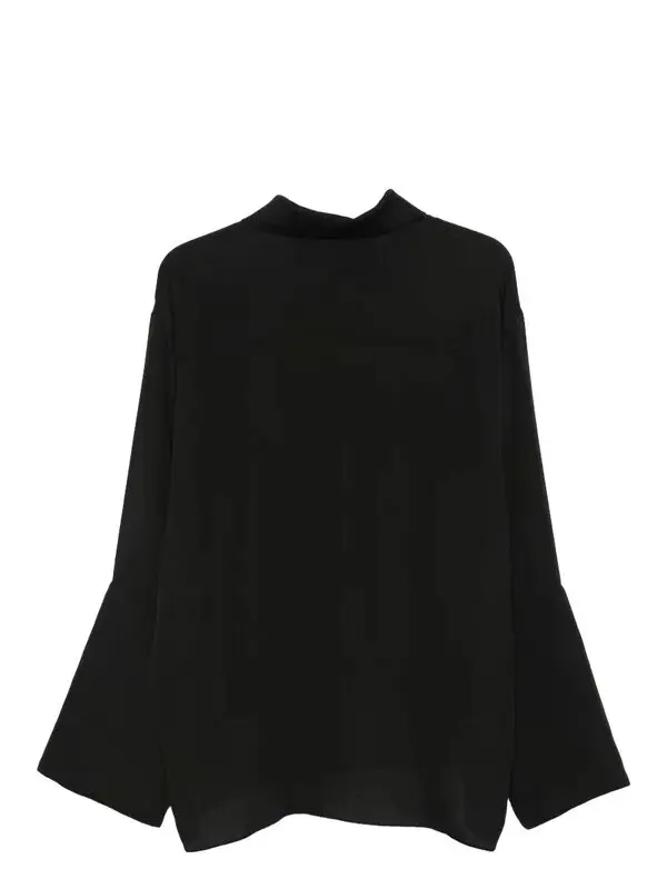 ALAINPAUL Bell-sleeve Polo Top - Black