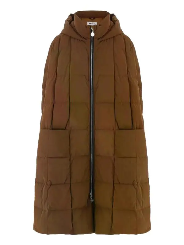 IENKI IENKI Pyramid Quilted Hooded Coat - Brown
