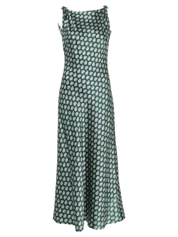DÔEN Paisley-print Midi Dress - Green