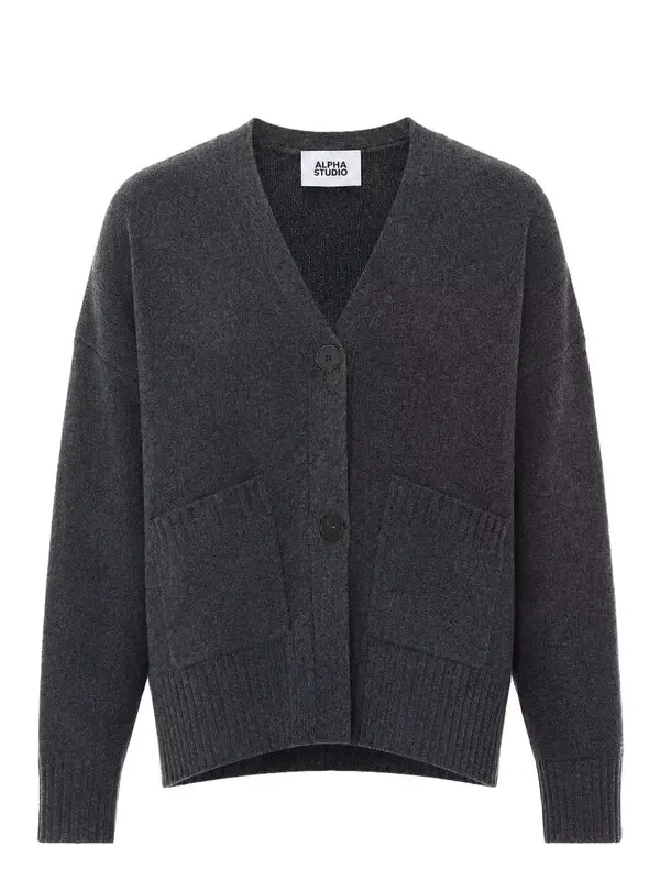 Alpha Studio V-neck Button-up Cardigan - Grey