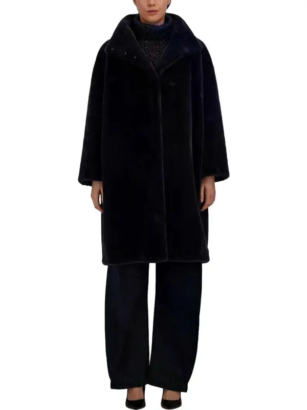 Herno Faux-fur High-collar Coat - Blue