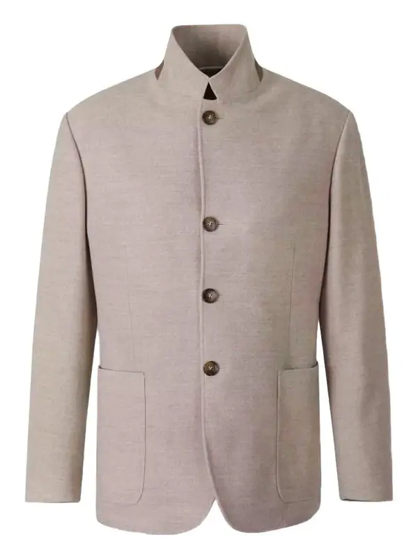 Canali High-neck Patch-pocket Jacket - Neutrals