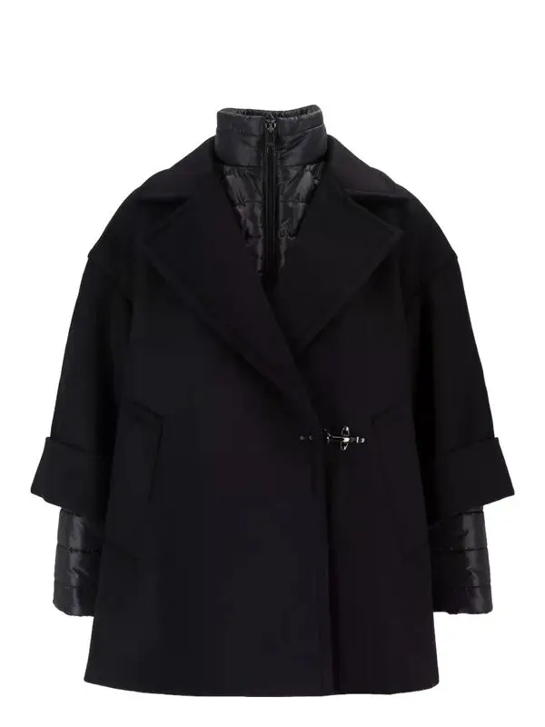 FAY Layered Toggle-fastening Coat - Black