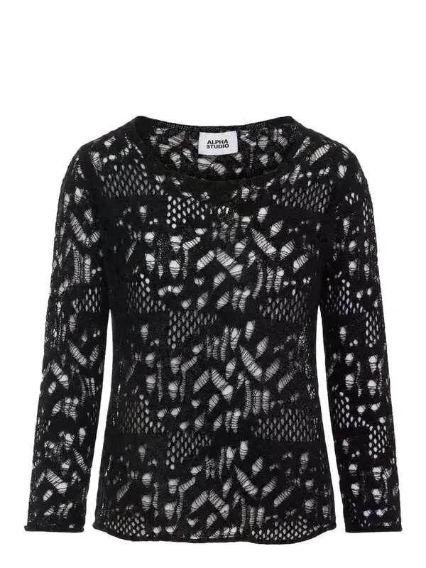 Alpha Studio Open-knit Sweater - Black