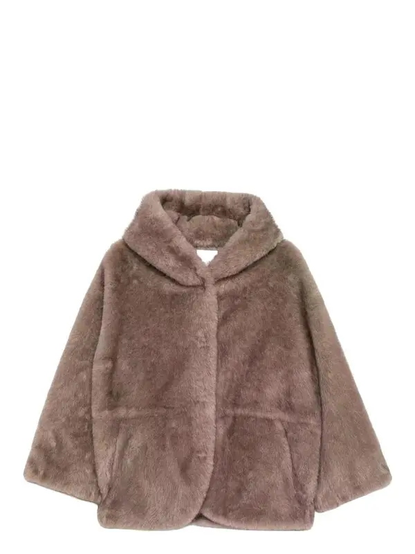 CENERE GB Hooded Faux-fur Coat - Neutrals