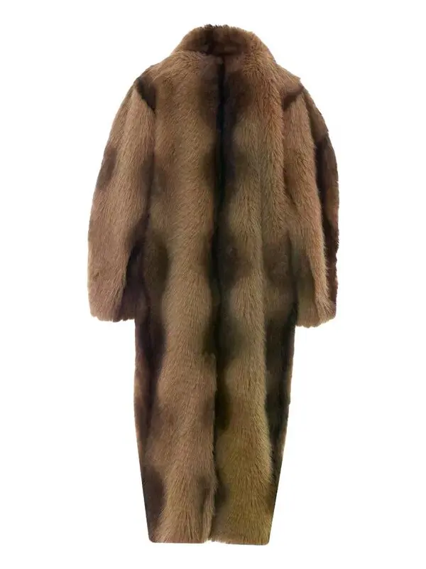 SWORD 6644 Faux-fur Double-breasted Coat - Brown