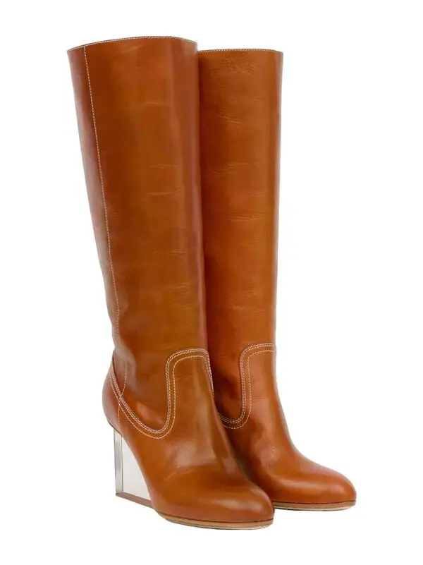 MAISON MARGIELA Plexi Contrast-stitch Wedge Boots - Brown