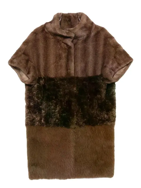 CENERE GB Faux-fur Panelled Coat - Brown