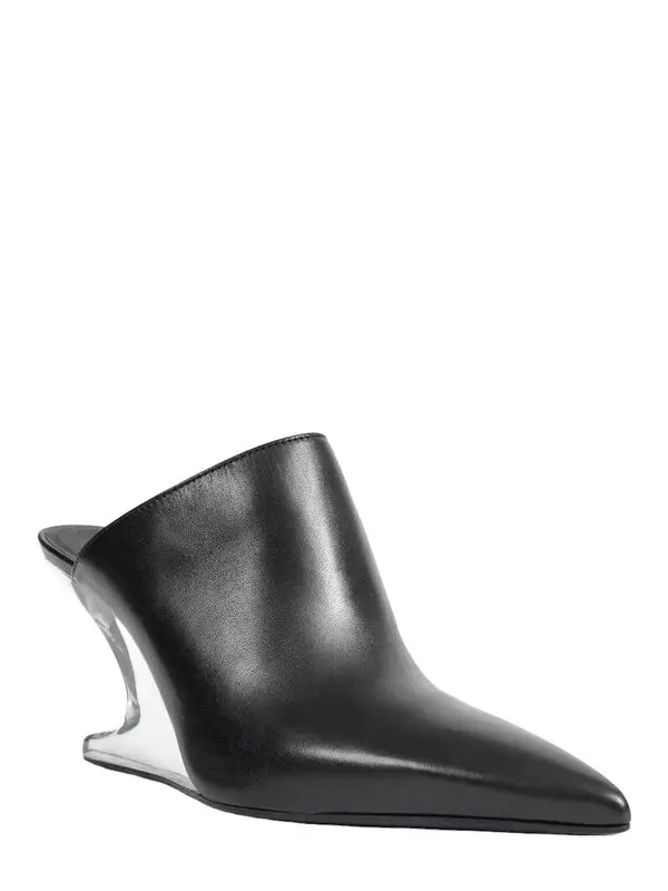 Rick Owens Sharp Cantilever Leather Heeled Mules - Black