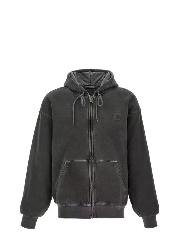 Carhartt Work In Progress Logo-patch Zip-up Hoodie - Grey