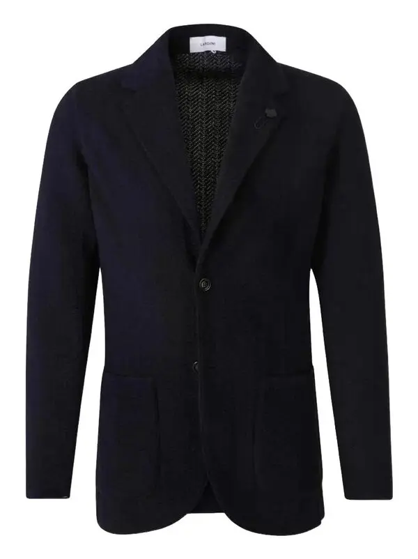 LARDINI Herringbone-knit Virgin Wool Jacket - Blue