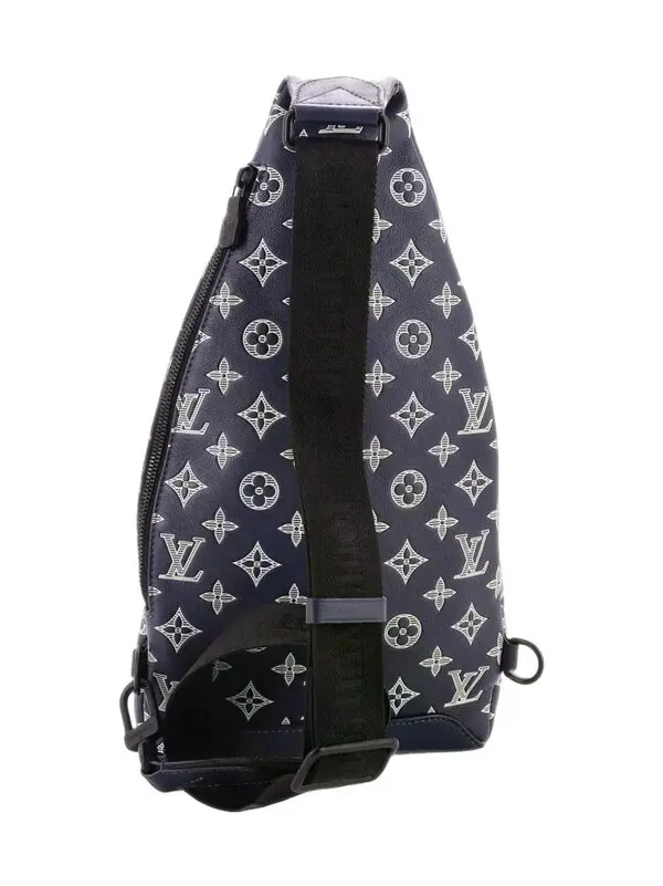 LOUIS VUITTON Duo Sling Bag Monogram Shadow Leather Crossbody Bag - Blue