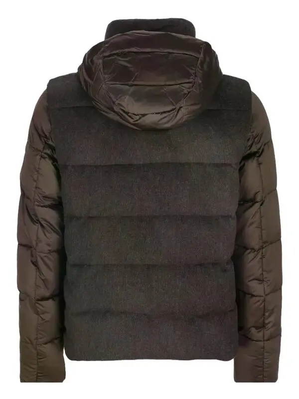 MOORER Hooded Quilted Jacket - Brown