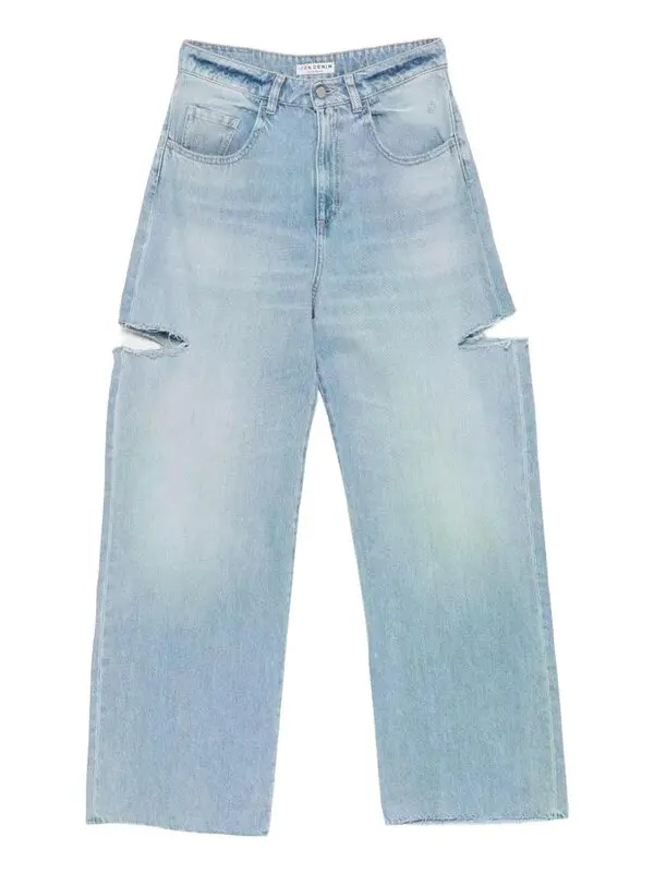 ICON DENIM LOS ANGELES Poppy Distressed Wide-leg Jeans - Blue