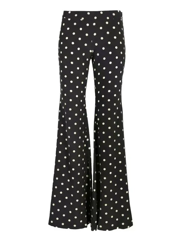 FRANCOISE PINTON - PARIS Polka-dot Flared Trousers - Black