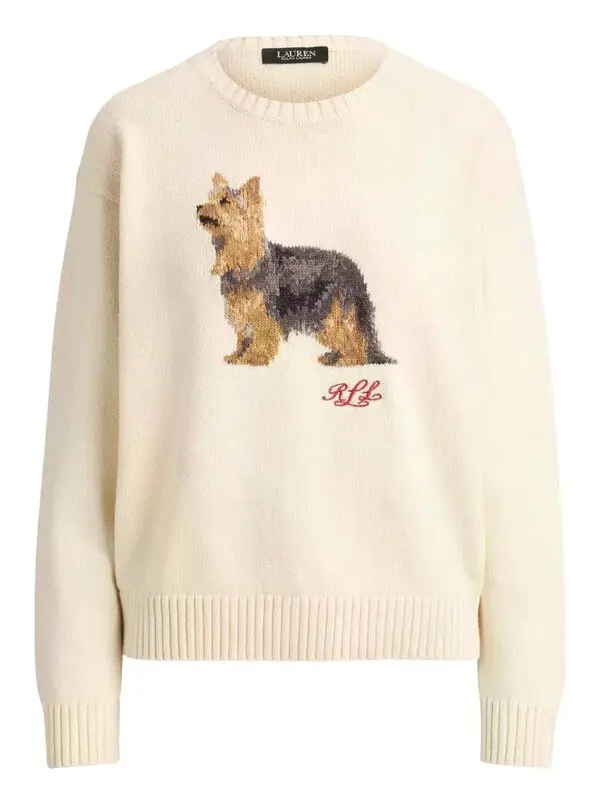 Ralph Lauren Dog-intarsia Cotton Sweater - Neutrals