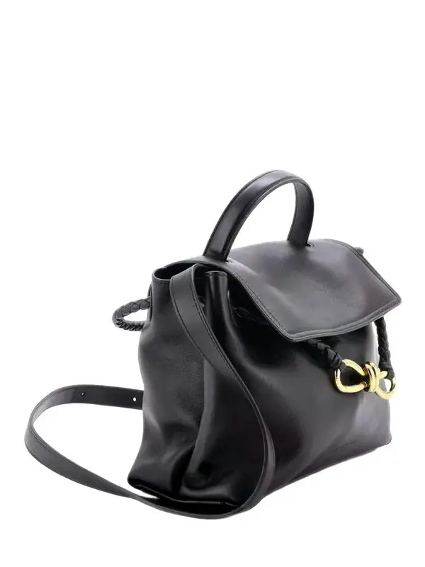 Bottega Veneta Ciao Ciao Top Handle Bag Leather With Intrecciato Detail Small Satchel - Black