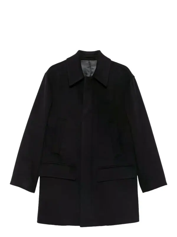LARDINI Peggy Concealed-front Virgin Wool Coat - Black