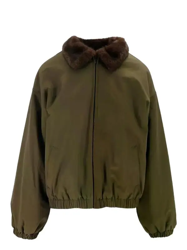 ELEH Fur-trim Collar Bomber Jacket - Green