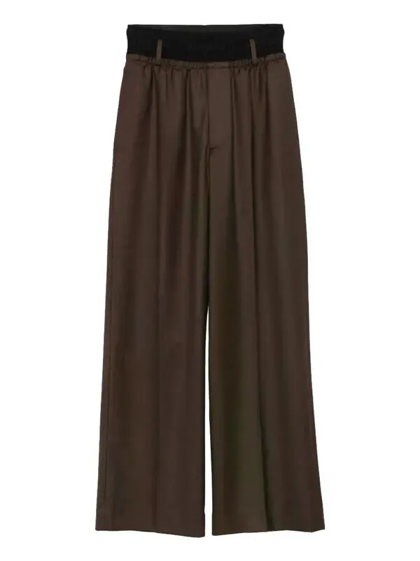 ALAINPAUL Layered-waistband Wide-leg Trousers - Brown