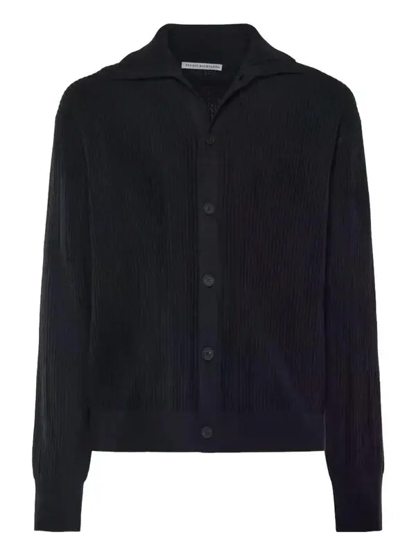Studio Nicholson Ribbed-knit Button-up Cardigan - Black