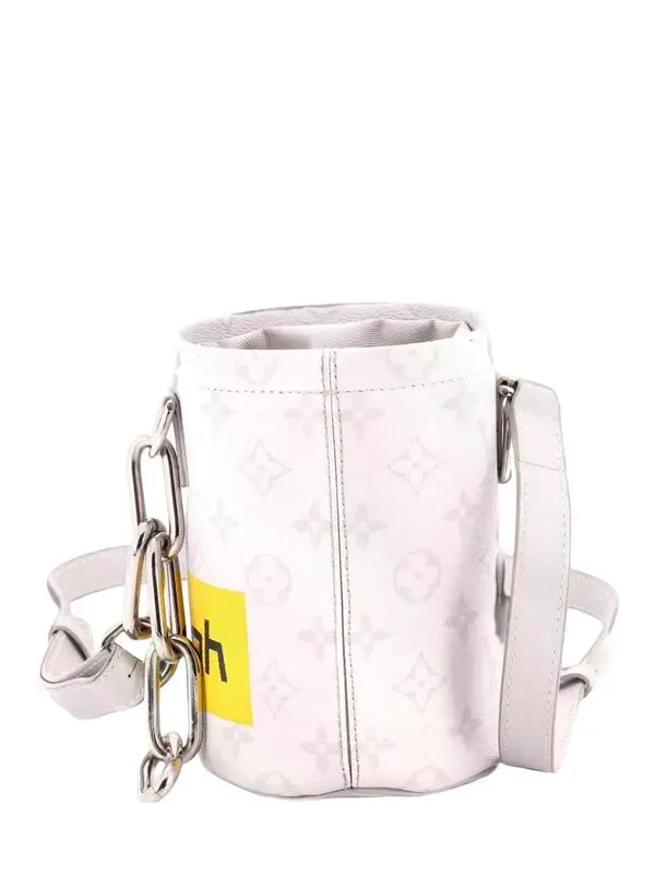 LOUIS VUITTON Chalk Nano Bag Limited Edition Logo Story Monogram Canvas Bucket Bag - Grey