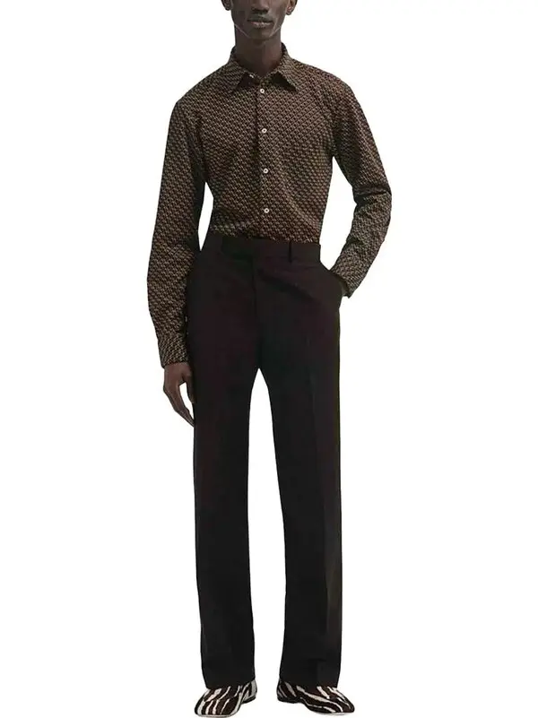 WALES BONNER Modernist Jacquard-knit Shirt - Brown