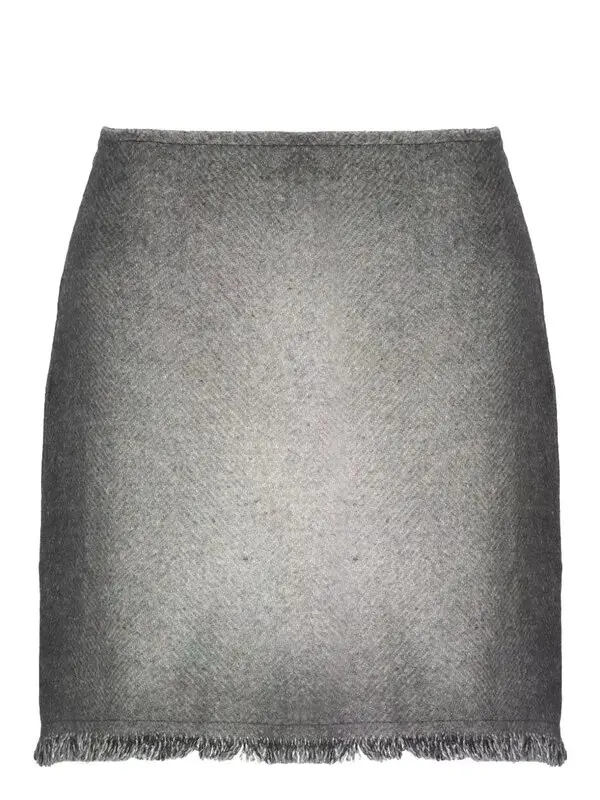 Avant Toi Fringed Herringbone Mini Skirt - Grey