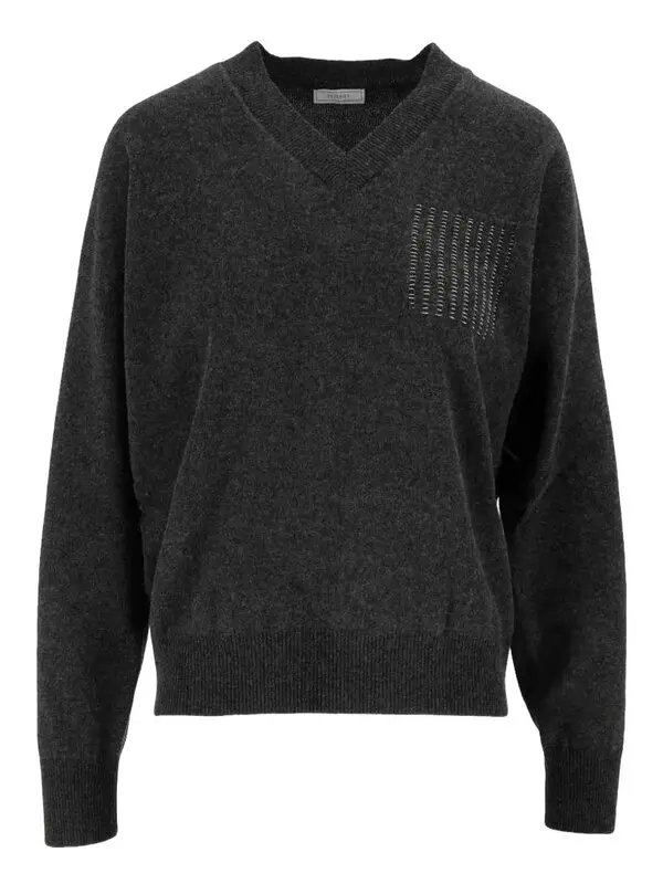 Peserico Beaded V-neck Sweater - Grey