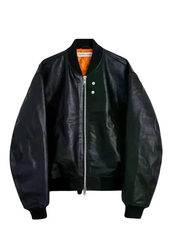 SUNFLOWER Flight Leather Jacket - Black