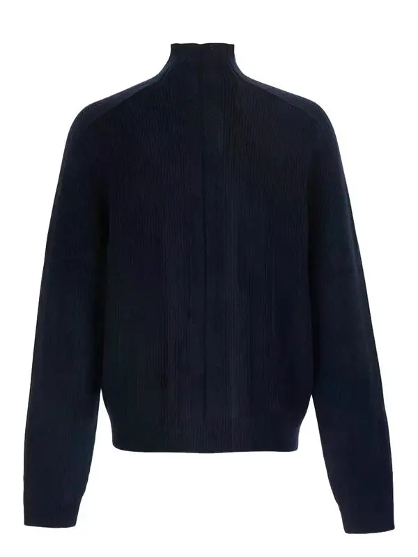 Emporio Armani Ribbed-knit Zip-up Cardigan - Blue