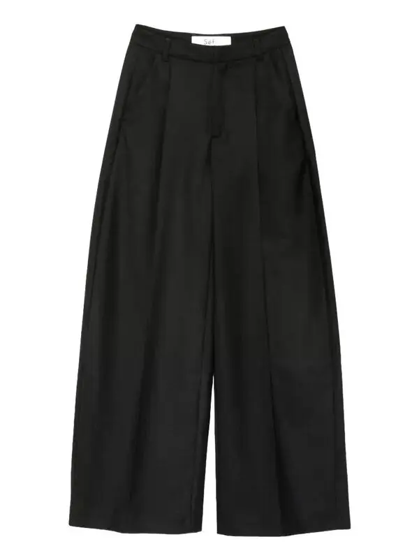 Séfr Pleated Wide-leg Trousers - Black