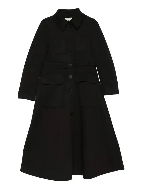 PSOPHIA Button-up Patch-pocket Coat - Black
